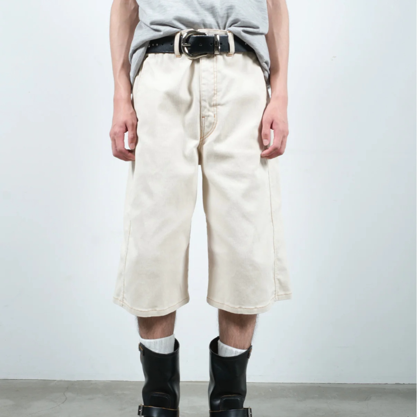 现货授权JIEDA 3D 3/4FADE PIQUE PANTS休闲宽直筒华夫格短裤26SS