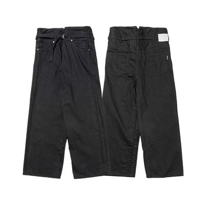meanswhile宽松系带直筒牛仔裤