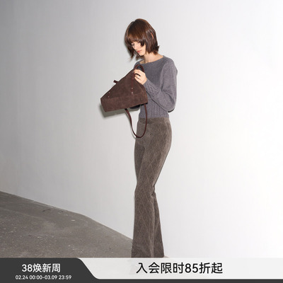 【纤绒微喇】BiLLconch复古针织加绒喇叭裤秋冬显瘦垂感休闲裤女