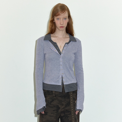 衬衫Berlinconch假两件双层按扣