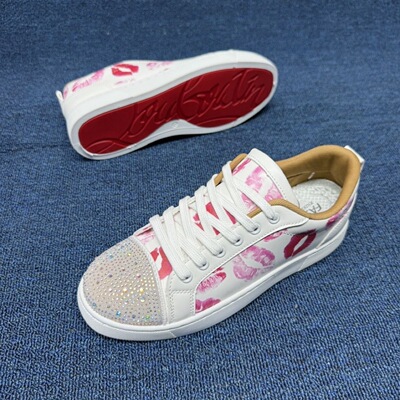 CL红底嘴唇新款男鞋爆款水钻系带情侣百搭潮流时尚板鞋休闲唇痕