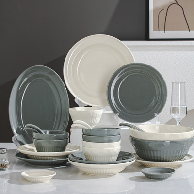 French plates, home high-end ceramic rice bowls, dishes, li