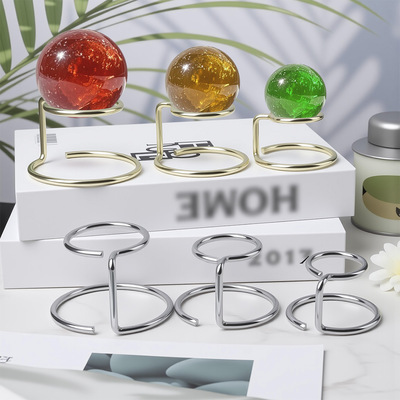 Crystal ball ornament with double circle metal base display
