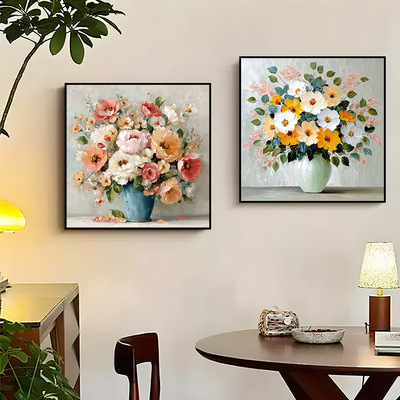 Oil painting, hand drawn, living room, dining room, backgro