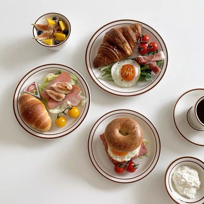 复古纯色芝麻点早餐碗ins同款