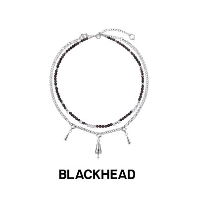 【张杰同款】BLACKHEAD/黑头新月骑士系列守护铃吊坠双层项链