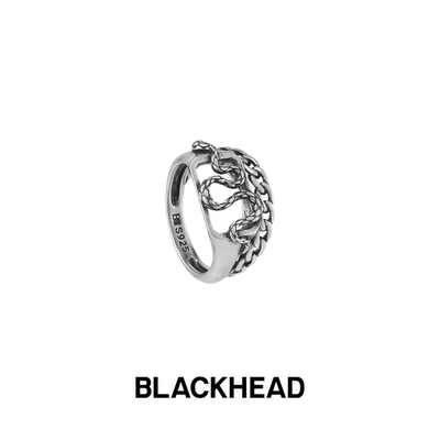 BLACKHEAD/黑头S925银银蛇盘绕链条戒指原创设计个性女春夏新
