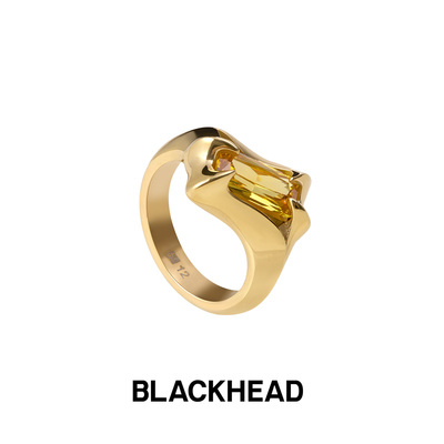 【银赫同款】BLACKHEAD/黑头黑胶浪潮系列尖刺黄锆石戒指情人节