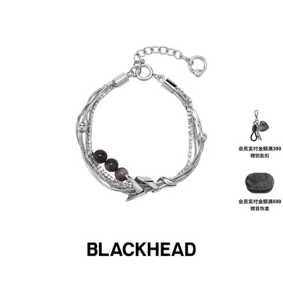 【云旗同款】BLACKHEAD/黑头新月骑士系列守护铃流苏手链男女原创