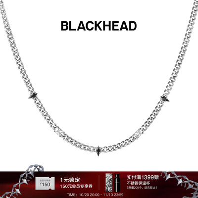【张凌赫吴磊同款】BLACKHEAD/黑头新月骑士系列骑士异形锆石项链