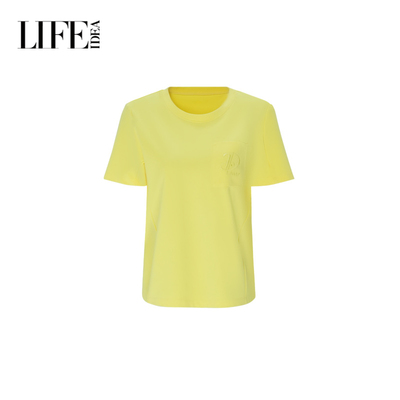 莱芙艾迪儿高支高密棉T恤简约休闲短袖上衣打底衫1E1T21075