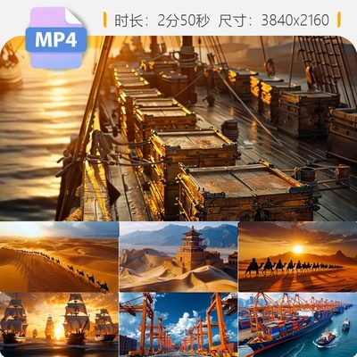 高清古今丝绸之路大合集张骞西域商队沙漠陆船道视频素材