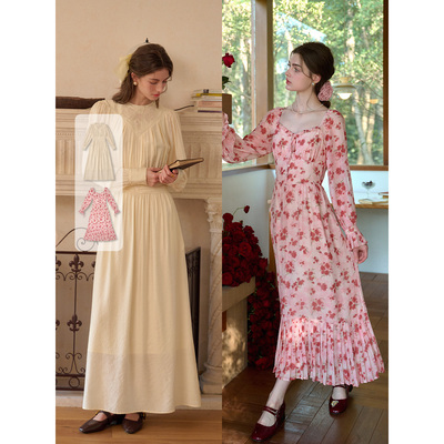 【所有女生的衣橱直播间】SimpleRetro法式长袖碎花裙+维多长裙子