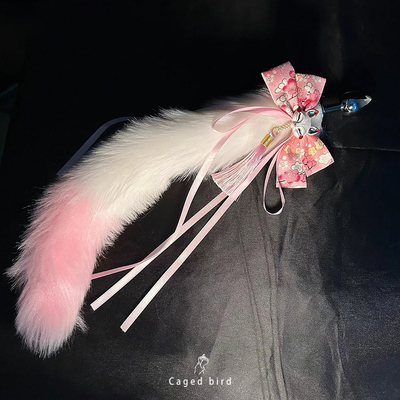 毛绒尾巴古风狐狸尾巴女ppy蝴蝶结丝带cosplay演出道具pu