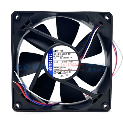 原装全新embpapst 4412F/2 12V 500mA 6w 12cm静音双滚珠散热风扇