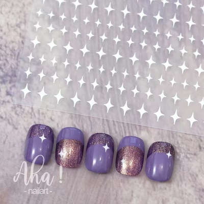 黑白星星月牙星芒背胶指甲贴纸