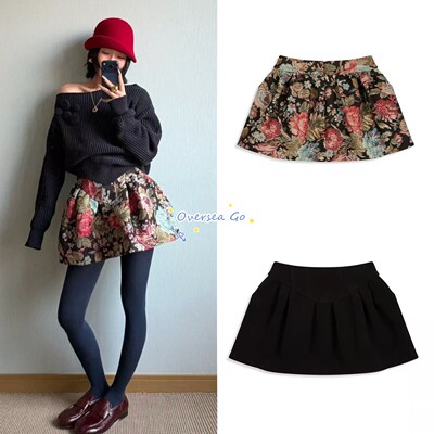 提花褶裥半身裙迷你百褶裙短裙