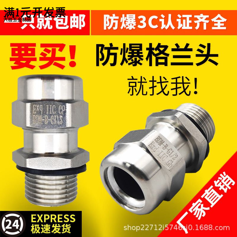 304不锈钢电缆夹紧密封接头BDM-B填料函管接头G1非铠装防爆格兰头