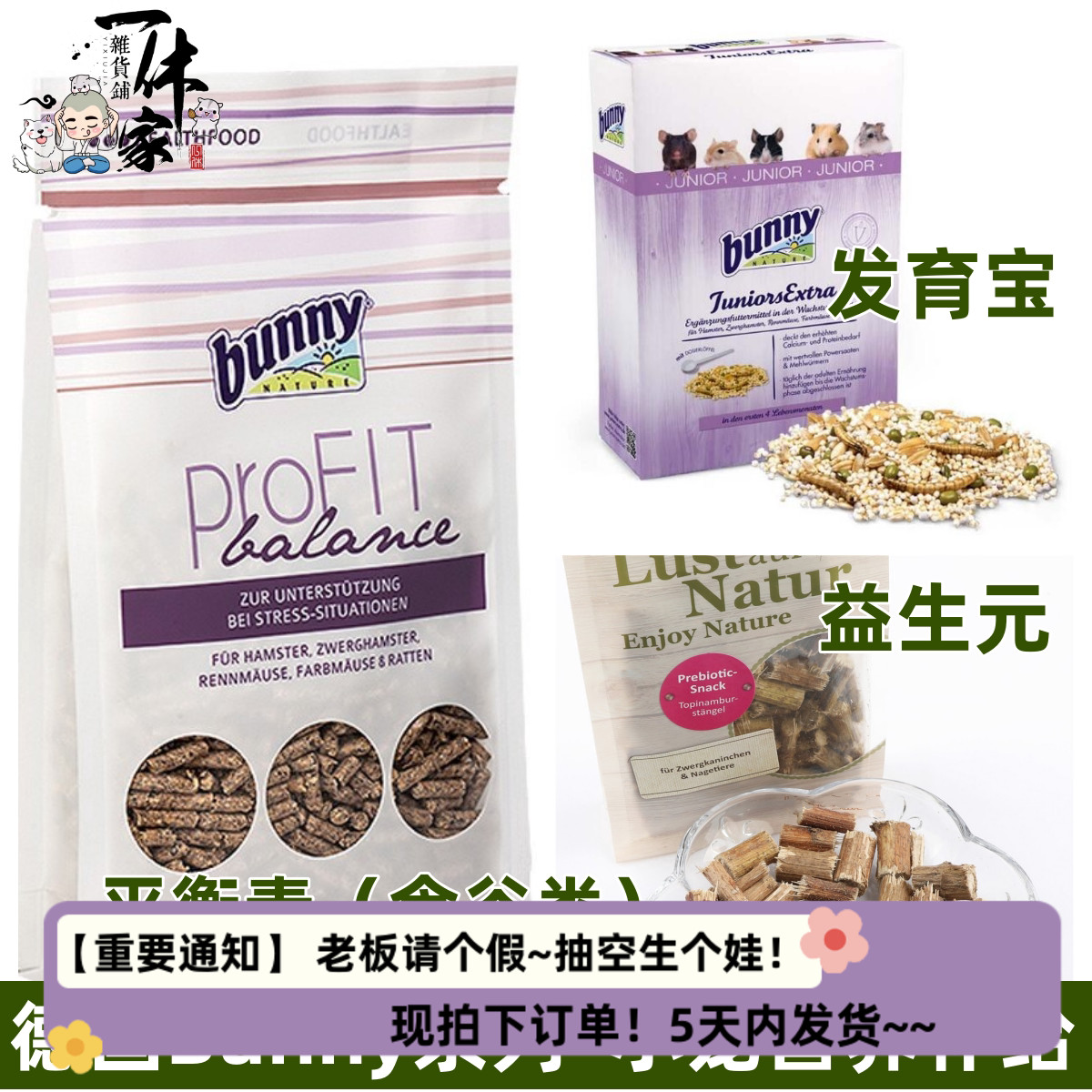 鼠类用德国Bunny营养平衡素发育宝益生元强壮体质仓鼠金丝熊零食