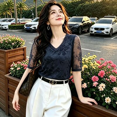上衣女花色外穿洋气百搭小衫