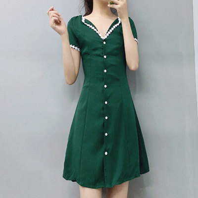 小清新夏季显瘦修身连衣裙甜美