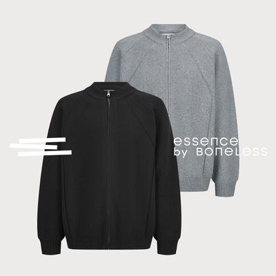 圆领慵懒针织拉链毛衣开衫外套休闲保暖支线Essence by BONELESS
