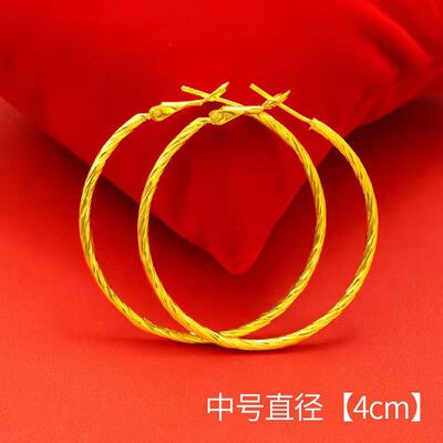 简约沙金耳环满天星大圆圈夸张耳