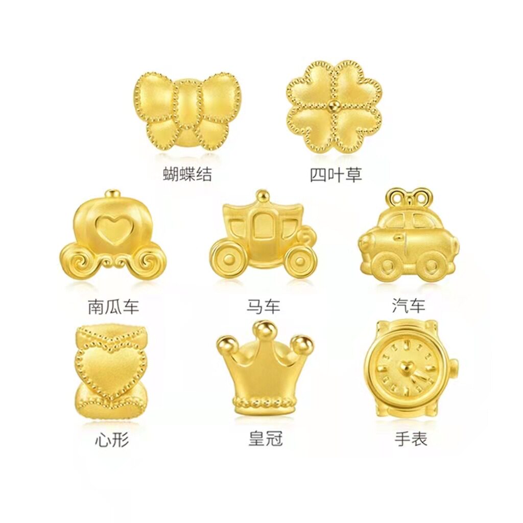 黄铜镀金招财猫配件 越南沙金DIY搭配皮绳手链大孔手串配饰