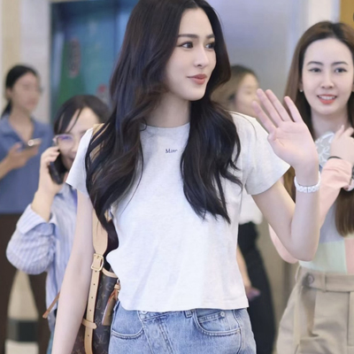 泰国潮牌纯白纯棉显身材短袖T恤