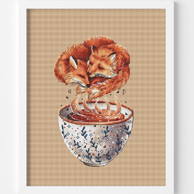 弹弹十字绣 D0820tea foxes 自配DMC线/R线十字绣套件非印花