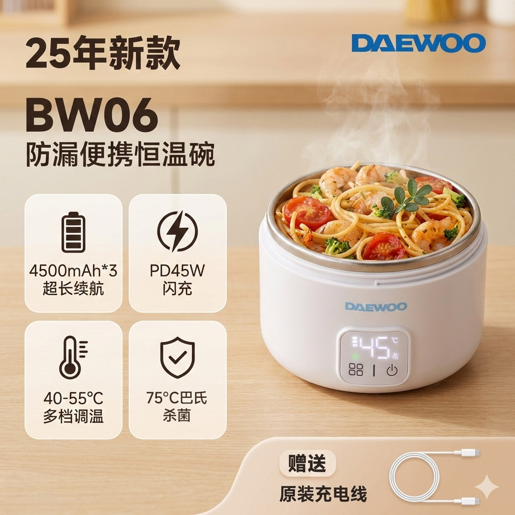 大宇宝宝恒温碗儿童智能加热碗充电子餐盘宝宝专用保温饭盒辅食碗