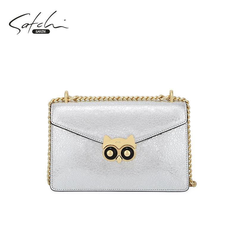 SATCHI/沙驰女包小众个性小方包高级真皮单肩包链条斜挎包_虎窝淘