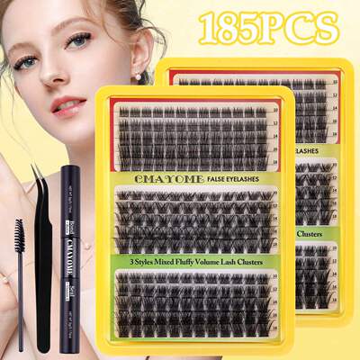 Segmented single cluster false eyelashes 10-18mm curled up