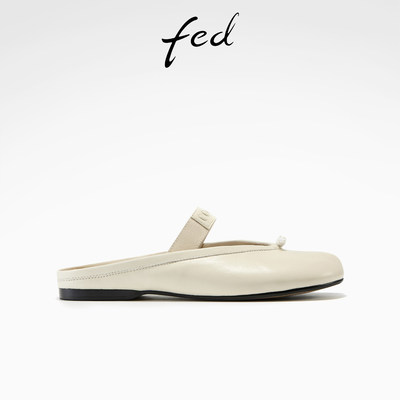 fed凉拖春季新款女鞋真皮马蹄穆勒鞋包头拖鞋女GTG612