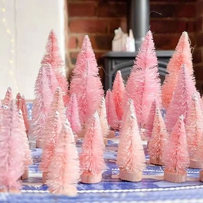 8PCS Artificial Mini Christmas Pine Tree Muliti Size Colorfu