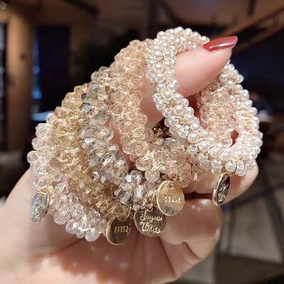 3pcs/set Crystal Pearl Beads Elastic Bands Scrunchies Hair A