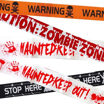 Halloween Decoration Caution Tape Window Prop Skull Zombie W