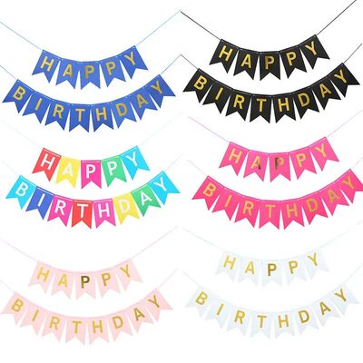 Happy Birthday Streamers Hot Stamping Dovetail Pull Flag Liv