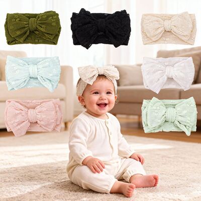 1pcs Baby Girl Headband Double Mesh Bows Hairband Soft Turba