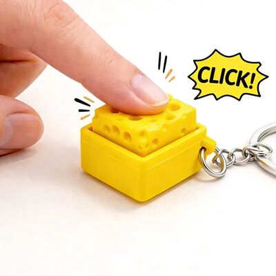 Cheese Clicker Fidget Keychain Keyboard Decompression Button