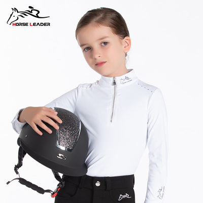 HORSELEADER儿童马术T恤秋冬加厚保暖马术服装长袖骑士服骑马装备