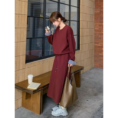 卫衣套装裙女秋高腰半身裙两件套