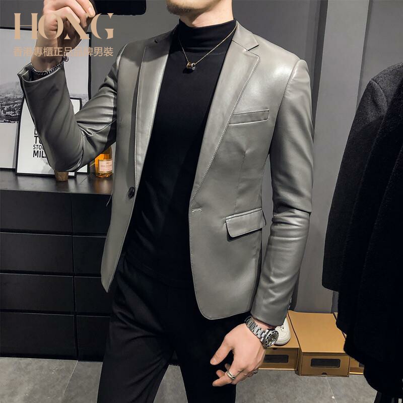 德国轻奢男士皮衣外套 高品质S.F Marceau白色皮衣男装 秋冬长袖