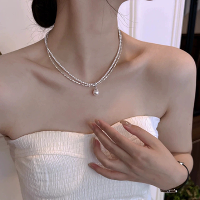 碎银子925纯银珍珠项链女法式轻奢气质高级感珍珠吊坠送女友礼物