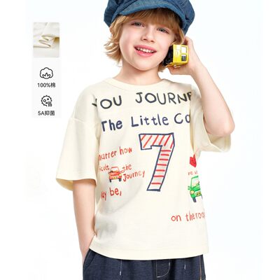 [5A抑菌]MINIKIDS童装男童短袖T恤字母儿童2026夏装简潮新款上衣