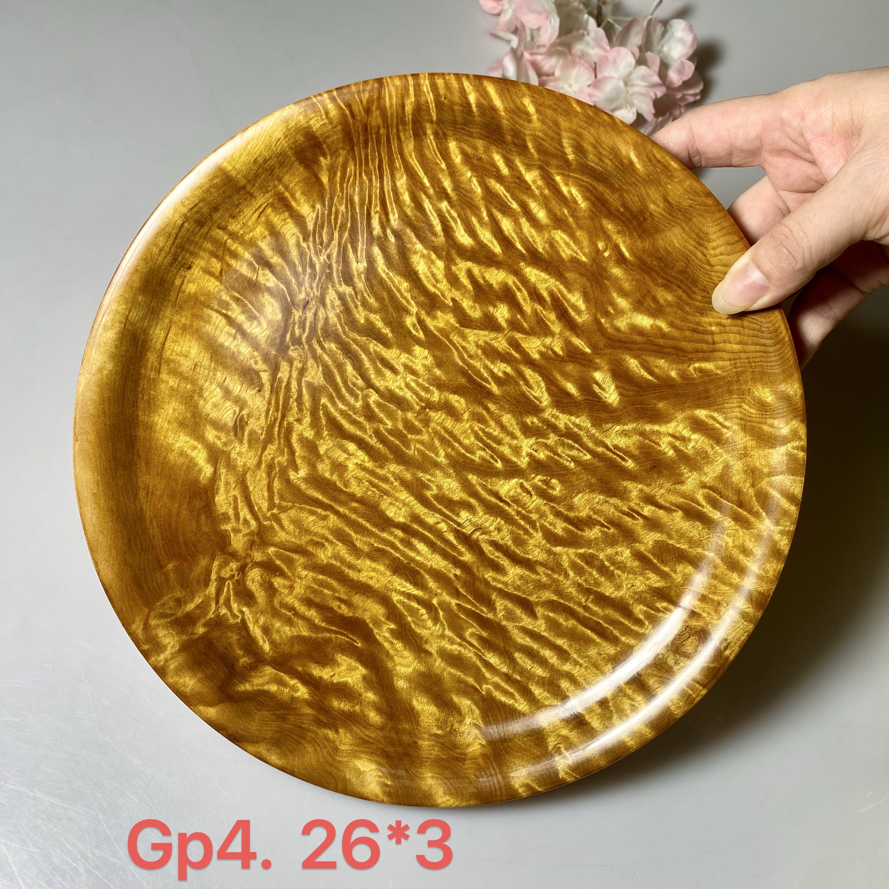 金丝楠大叶果盘实木干果盘水波纹零食盘水果盘收纳盘工艺品送礼