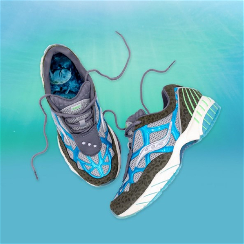 Saucony圣康尼x FRESH RAGS Grid Web联名款蓝灰复古男运动跑步鞋_虎窝淘