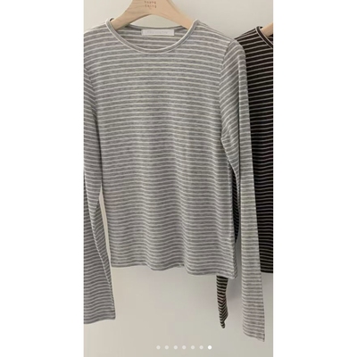 pretty young thing东大门㊣直邮女士新品真品长袖T恤条纹