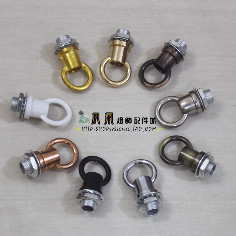 定制 开口闭口吊环黑色圆形白色承重灯具吊钩10mm内牙铁艺灯钩子