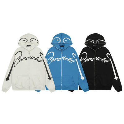 Carsicko摇粒绒潮开衫卫衣外套男